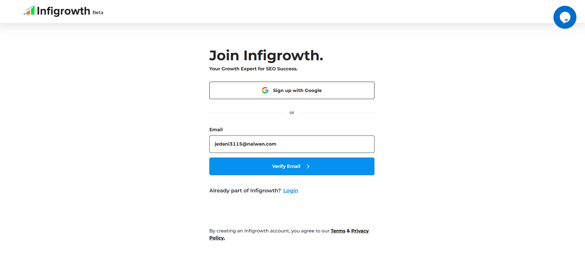 How to Sign Up on Infigrowth Using a Custom Email